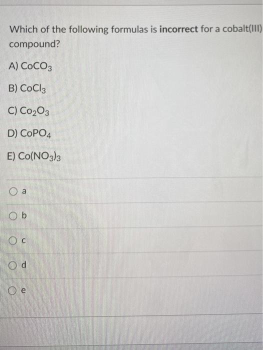 Solved Which of the following formulas is incorrect for a | Chegg.com