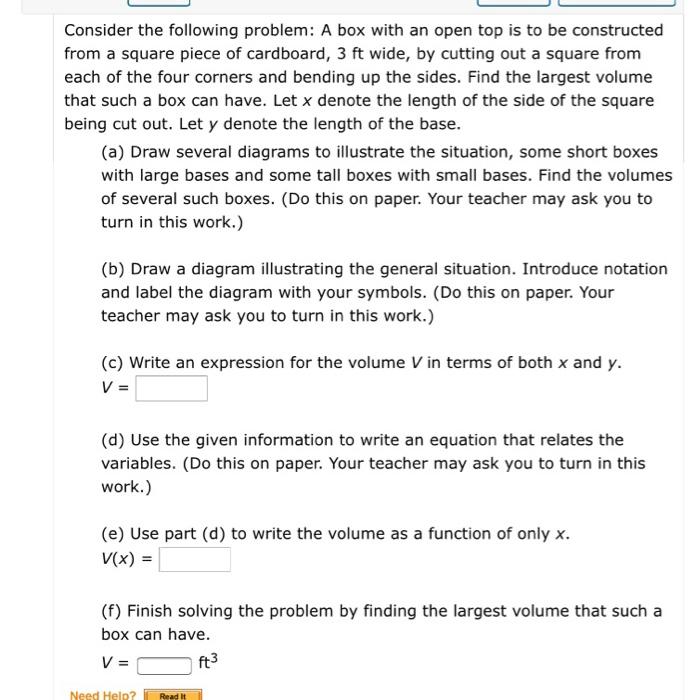 Solved Consider the following problem: A box with an open | Chegg.com