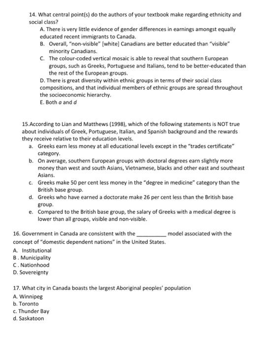 Solved 14. What central point(s) do the authors of your | Chegg.com