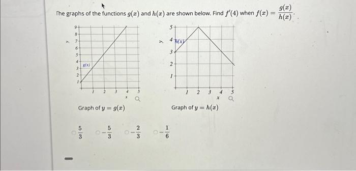 Solved The graphs of the functions g(x) and h(x) are shown | Chegg.com