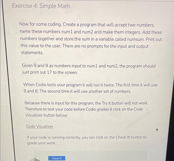 Solved Collapse Exercises Exercise 4: Simple Math II UE | Chegg.com