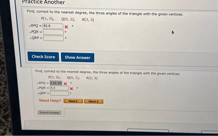 Solved Find, correct to the nearest degree, the three angles | Chegg.com