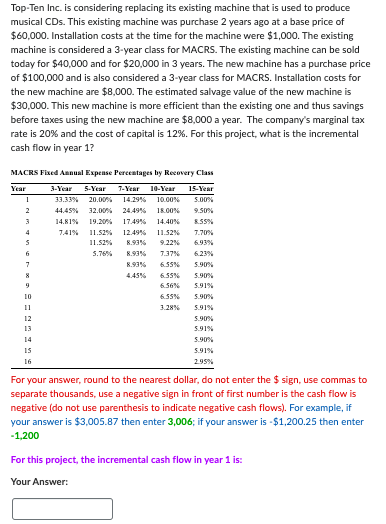 Solved Top-Ten Inc. is considering replacing its existing | Chegg.com