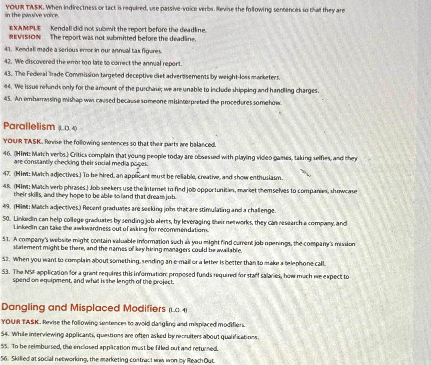 Solved YOUR TASK. When indirectness or tact is required, use | Chegg.com