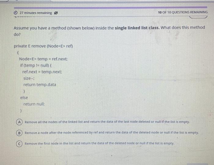 Solved Assume you have a method (shown below) inside the | Chegg.com