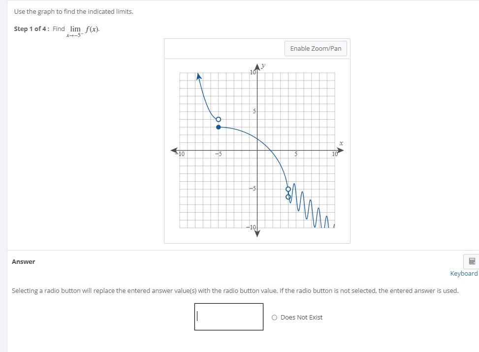 Solved Use the graph to find the indicated limits.Step 1 ﻿of | Chegg.com