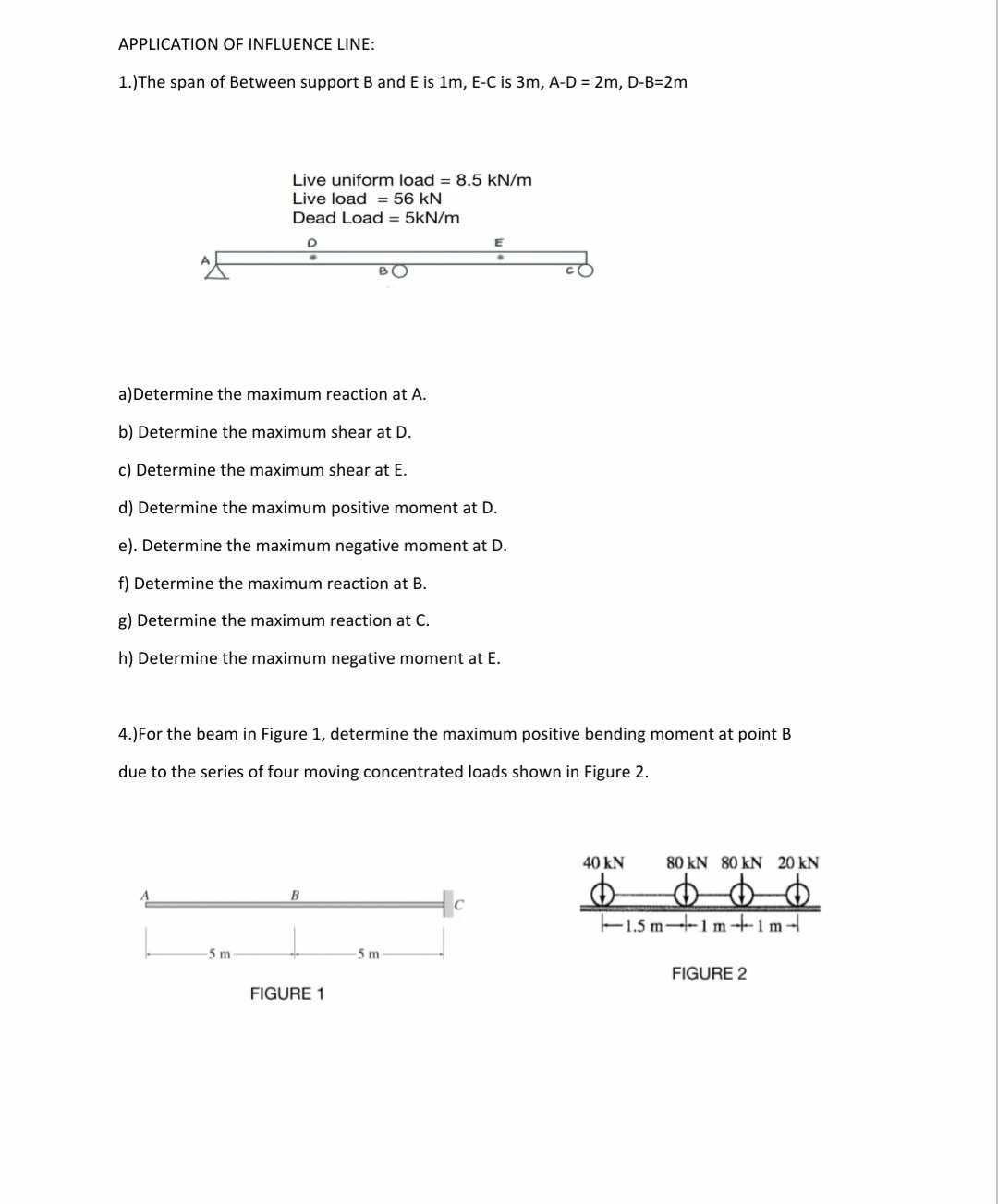 Solved APPLICATION OF INFLUENCE LINE: 1.)The span of Between | Chegg.com
