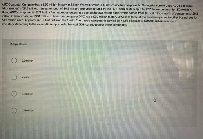 Solved ABC Computer Company has a $20 million factory in | Chegg.com