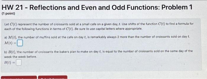 Solved HW 21 - Reflections and Even and Odd Functions: | Chegg.com