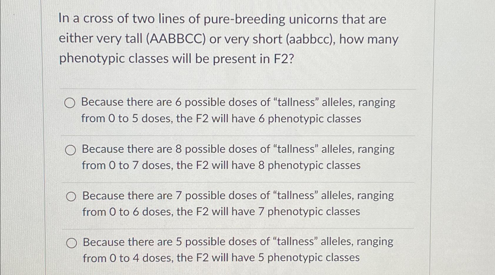 Solved In a cross of two lines of pure-breeding unicorns | Chegg.com