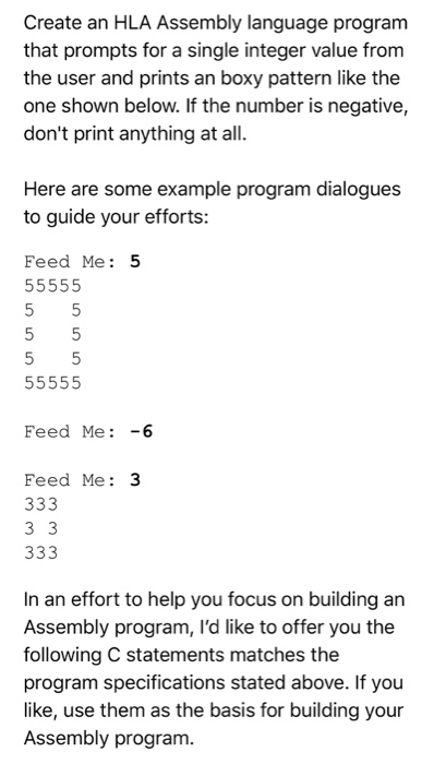 Create an HLA Assembly language program that prompts | Chegg.com