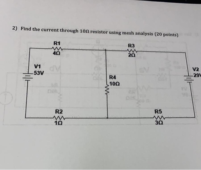 Solved 2) Find the current through 102 resistor using mesh | Chegg.com