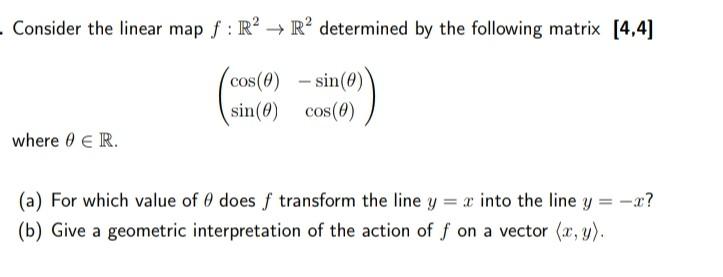 Solved Consider the linear map f:R2→R2 determined by the | Chegg.com