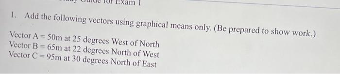 Solved 1. Add the following vectors using graphical means | Chegg.com