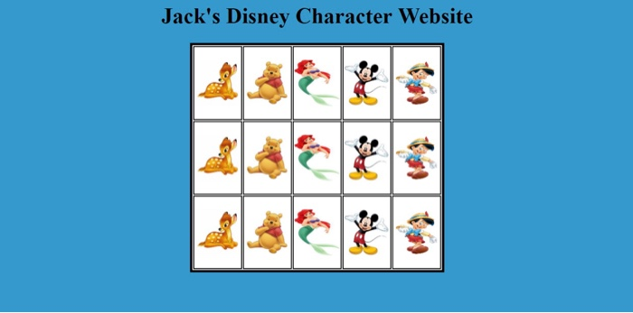 Solved Create a table to display Disney cartoon characters. | Chegg.com