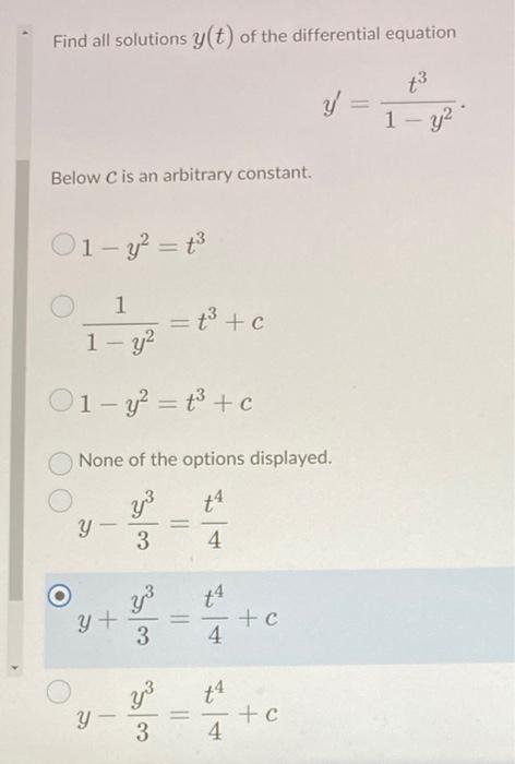 Solved Find all solutions y(t) of the differential equation | Chegg.com