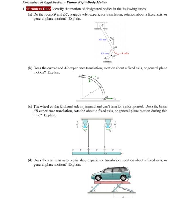 Solved Kinematics of Rigid Bodies - Planar Rigid-Body Motion | Chegg.com