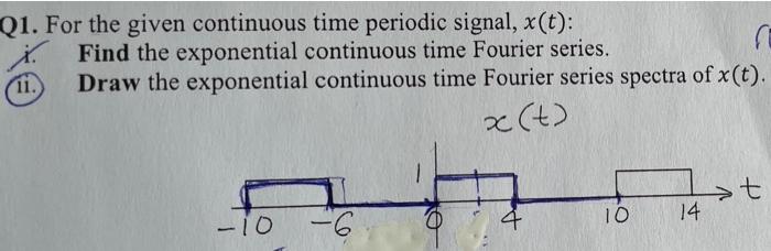 Solved Q1. For the given continuous time periodic signal, | Chegg.com