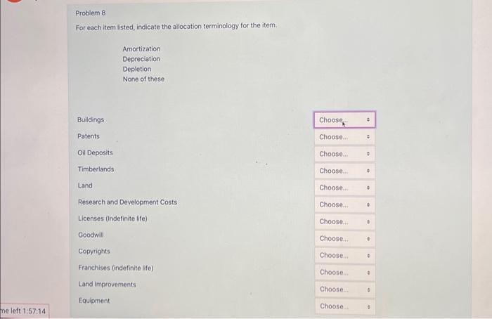 Solved For each item listed, indicate the allocation | Chegg.com