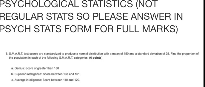 Solved PSYCHOLOGICAL STATISTICS (NOT REGULAR STATS SO PLEASE | Chegg.com