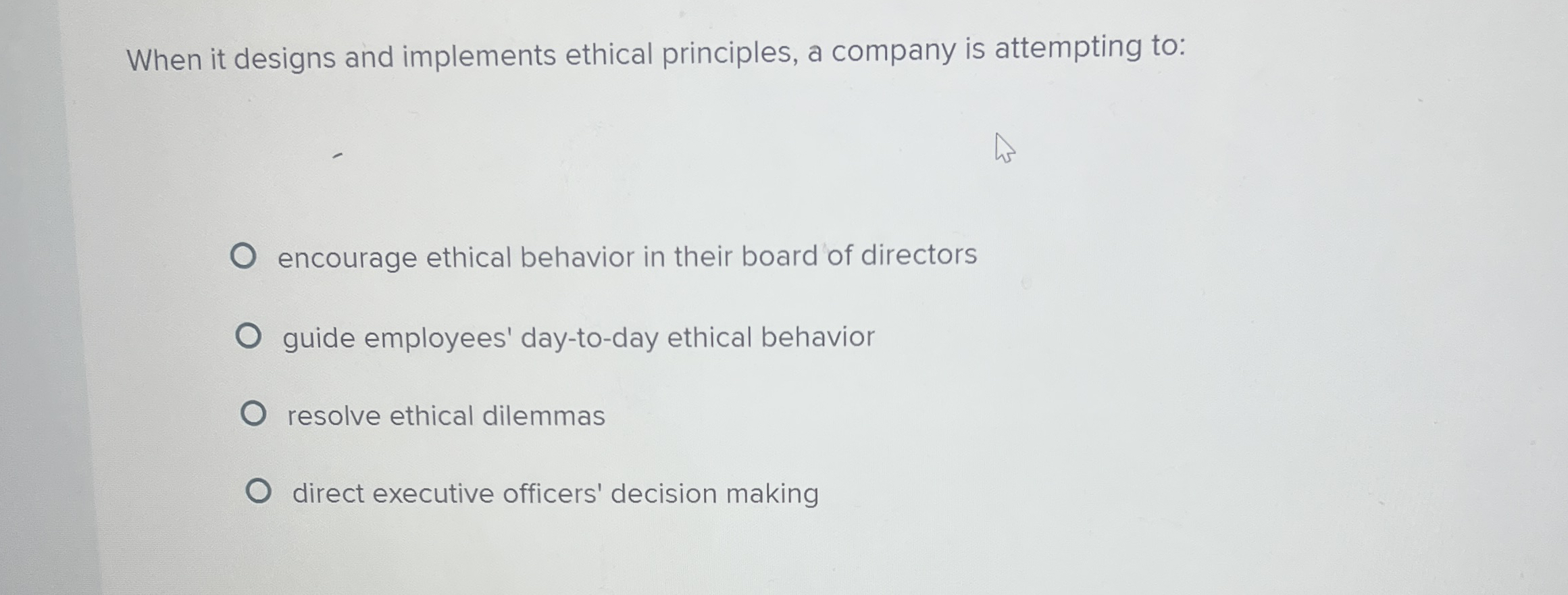Solved When it designs and implements ethical principles, a | Chegg.com