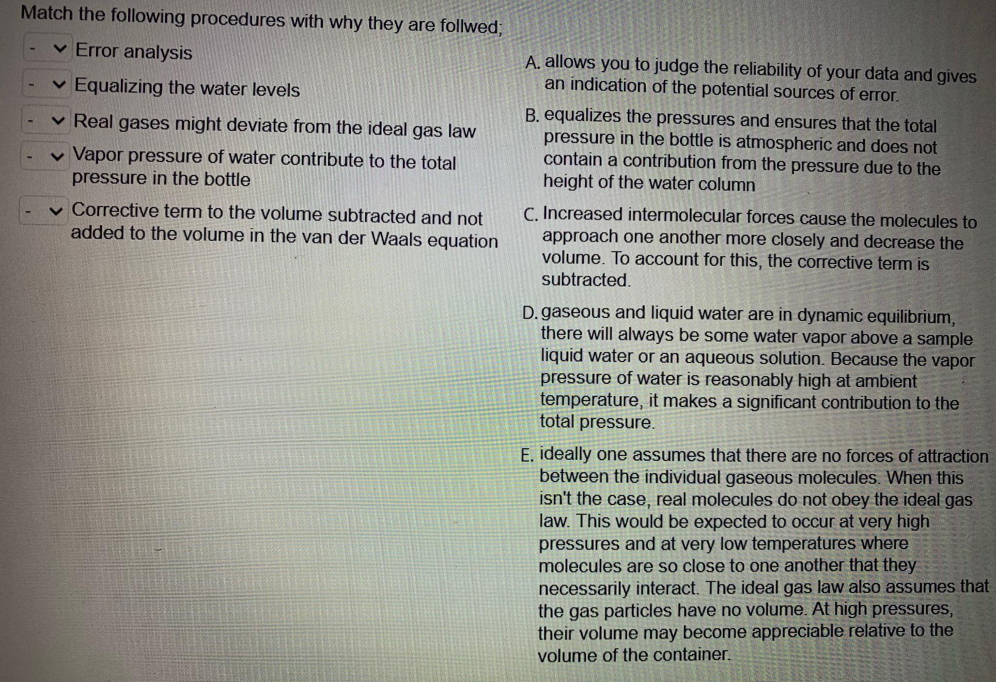 Solved Match the following procedures with why they are | Chegg.com