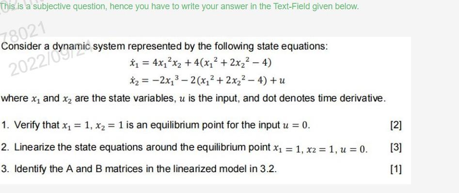 jective question, hence you have to write your answer | Chegg.com