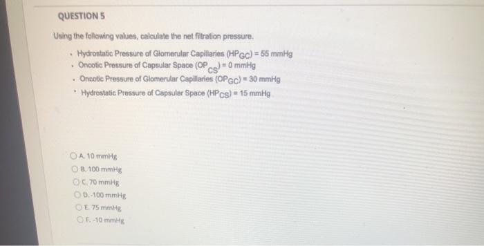 Solved QUESTIONS Using the following values, calculate the | Chegg.com