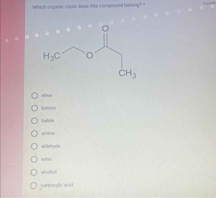 Solved Which organic class does this compound belong? * | Chegg.com