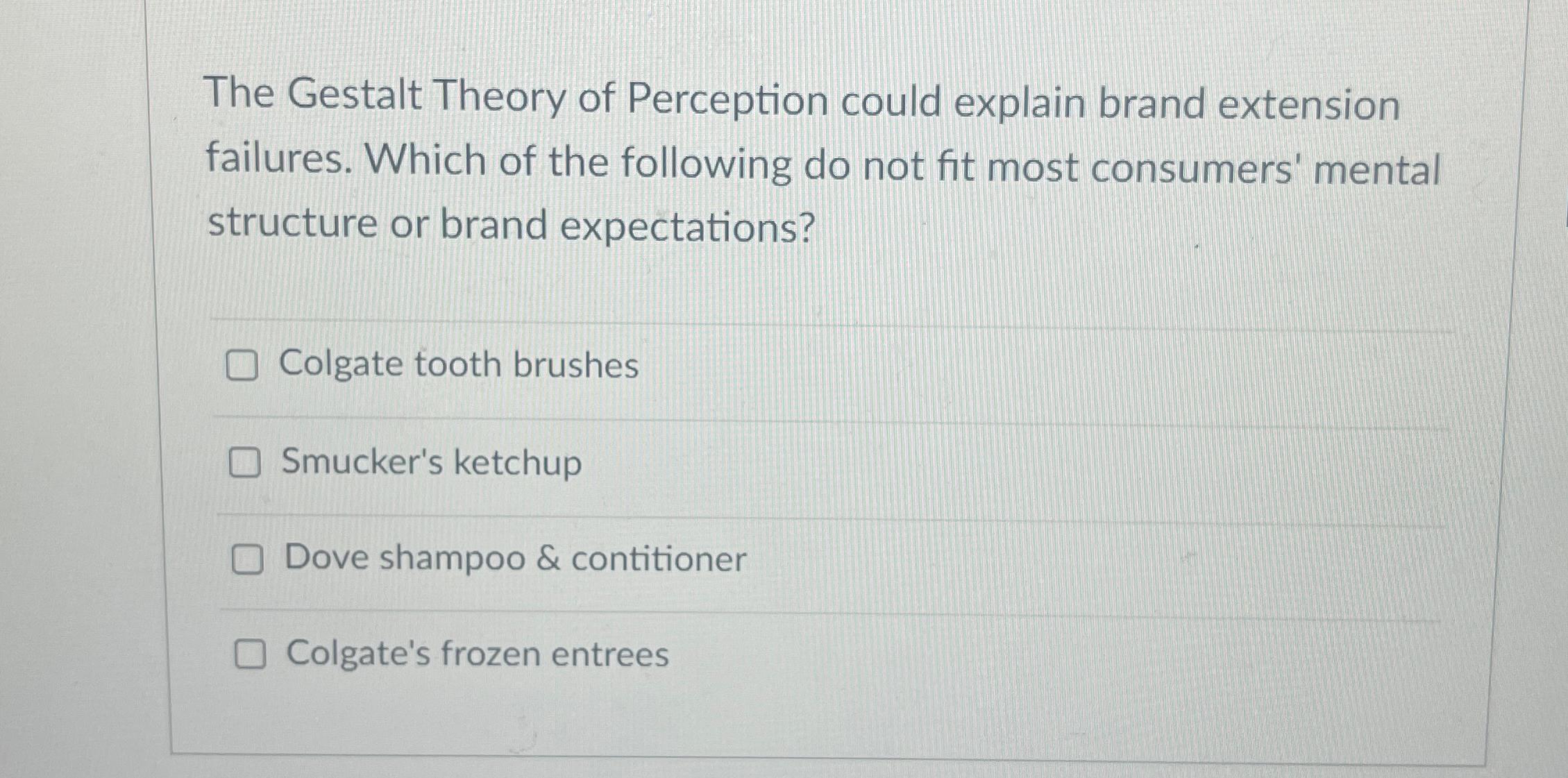Solved The Gestalt Theory of Perception could explain brand | Chegg.com