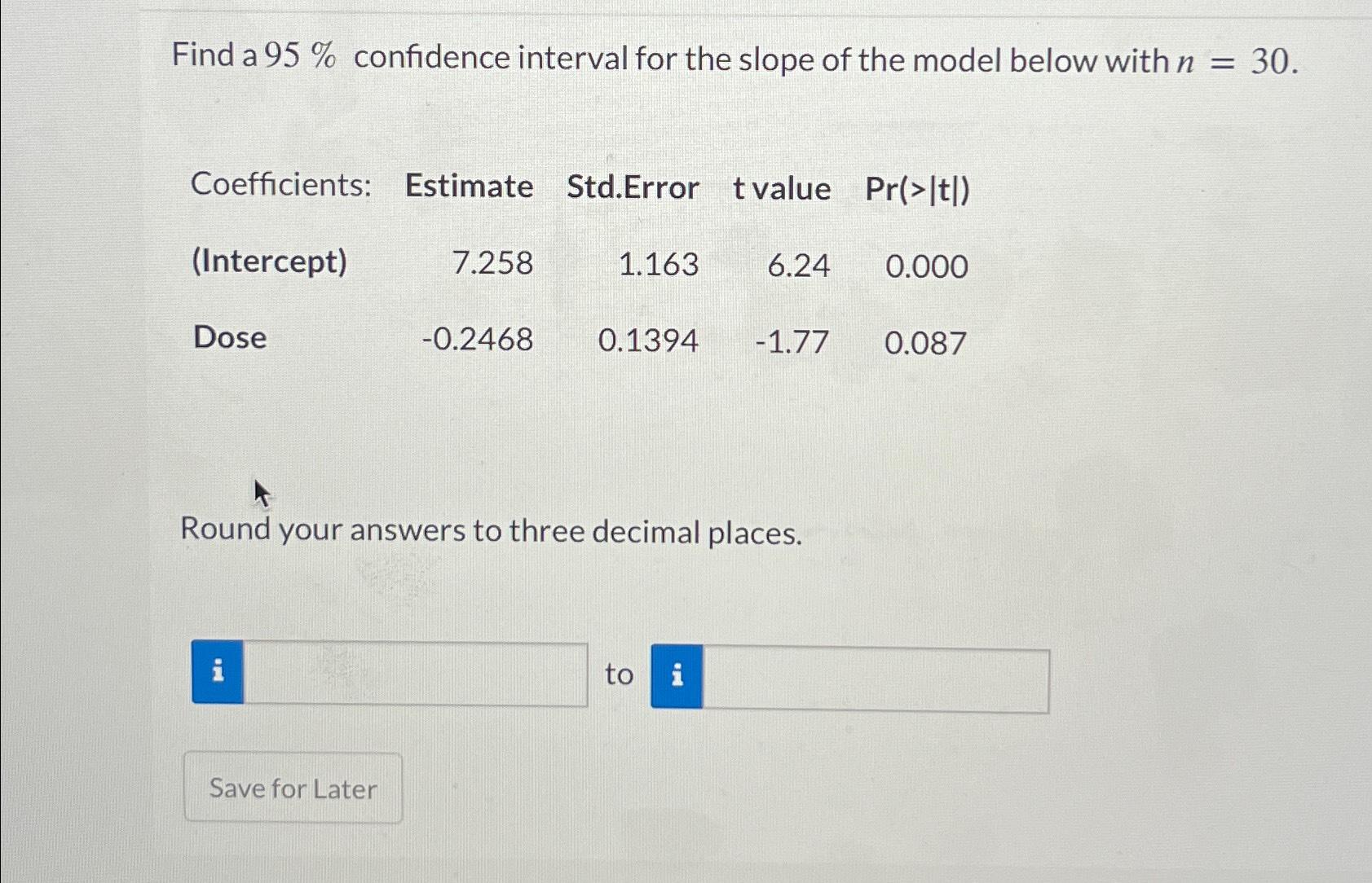 Solved Find a 95% ﻿confidence interval for the slope of the | Chegg.com