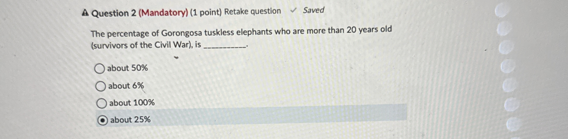 Solved Question 2 (Mandatory) (1 ﻿point) ﻿Retake question | Chegg.com