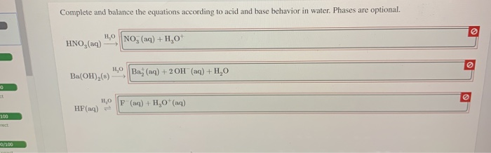 Solved Complete and balance the equations according to acid | Chegg.com