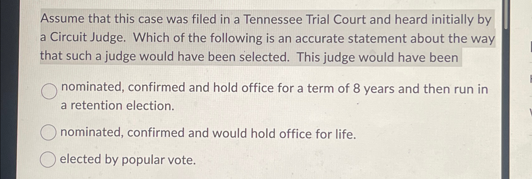 Solved Assume that this case was filed in a Tennessee Trial | Chegg.com