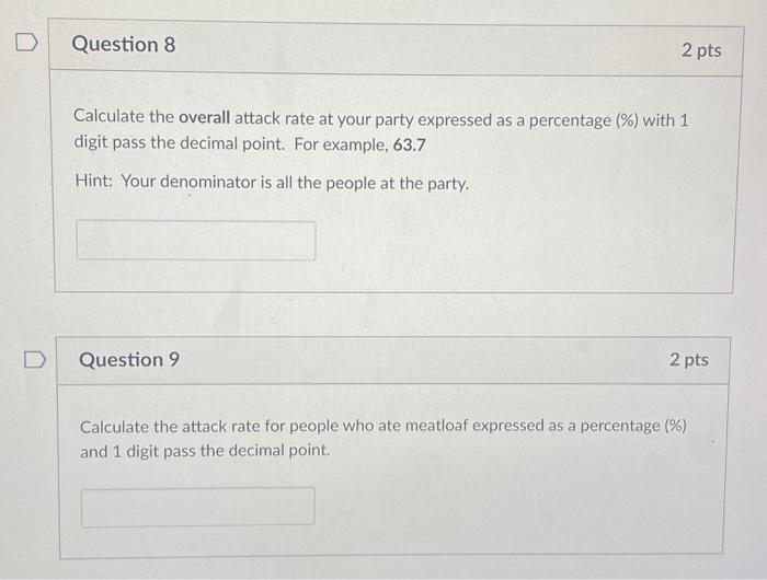 Solved Calculate the overall attack rate at your party | Chegg.com