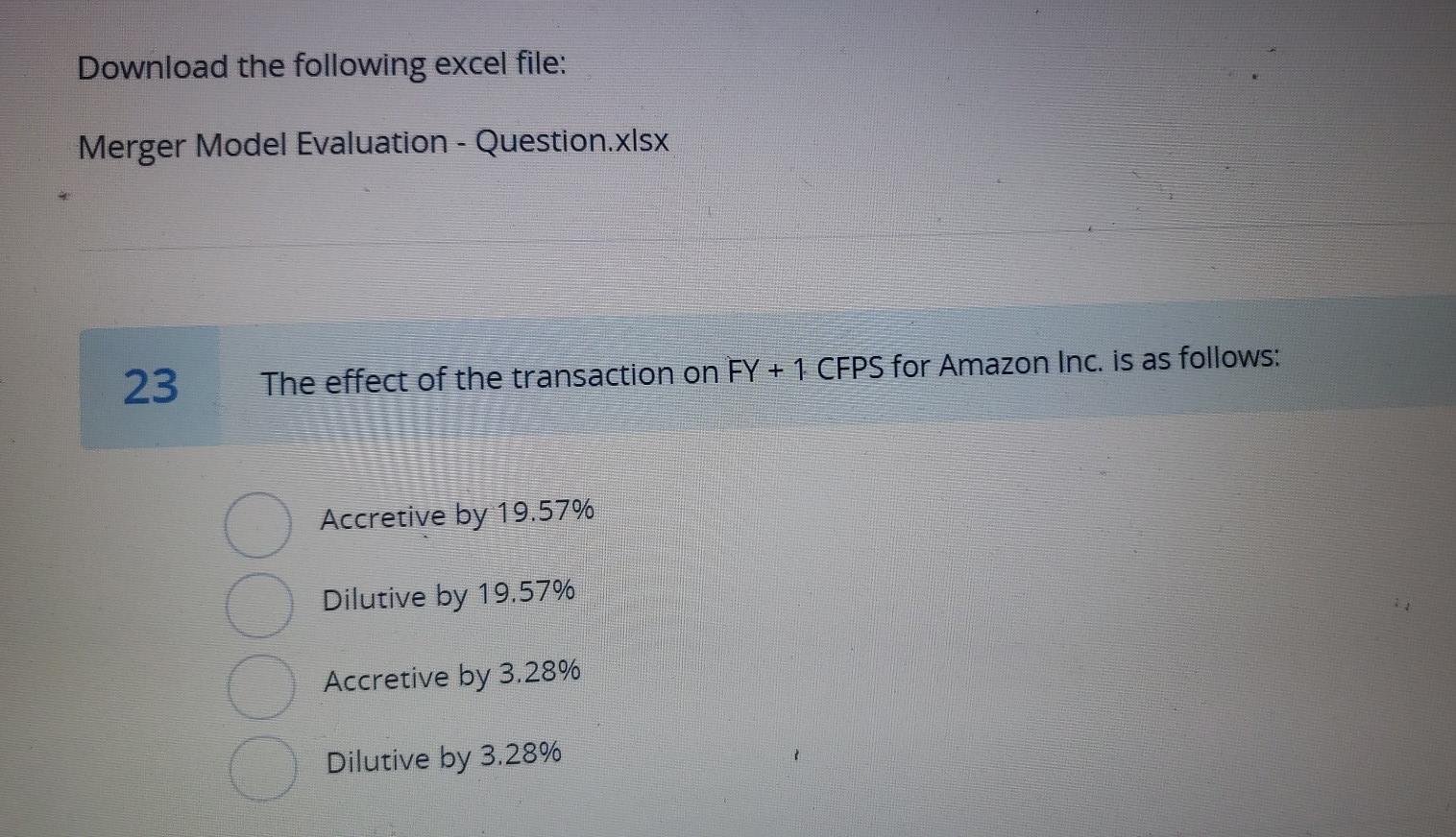 Solved Download the following excel file: Merger Model | Chegg.com