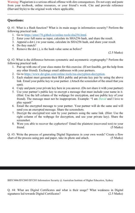 Solved Warning: Plagiarism is a serious ethical offense with | Chegg.com