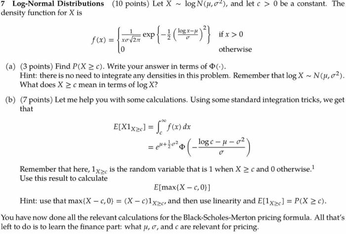 Solved 7 Log Normal Distributions 10 Points Let