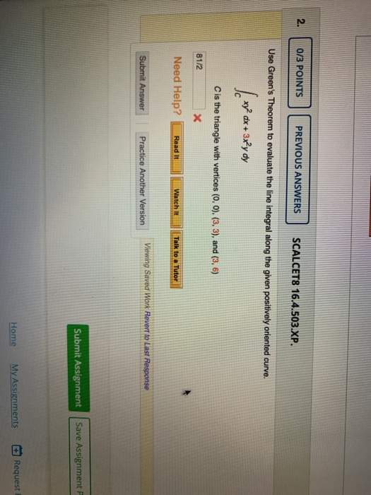 Solved 2. 0/3 POINTS PREVIOUS ANSWERS SCALCET8 16.4.503.XP. | Chegg.com