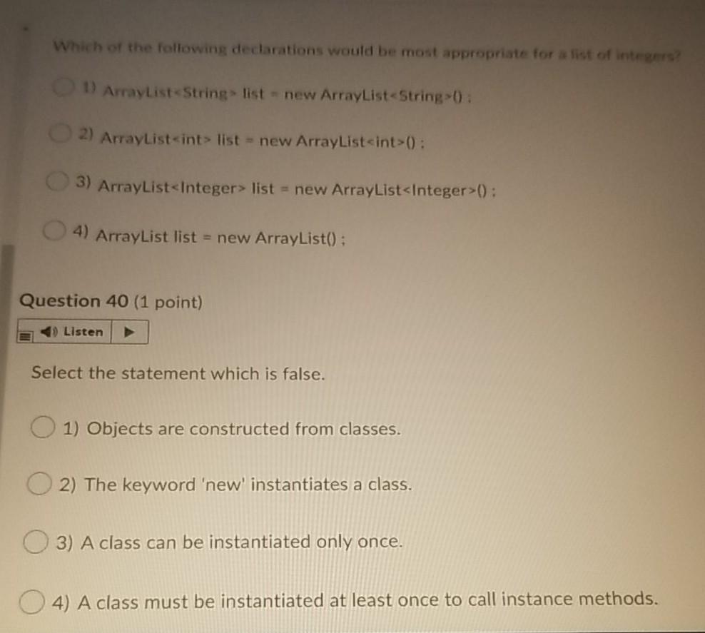 Solved Which of the following declarations would be most | Chegg.com
