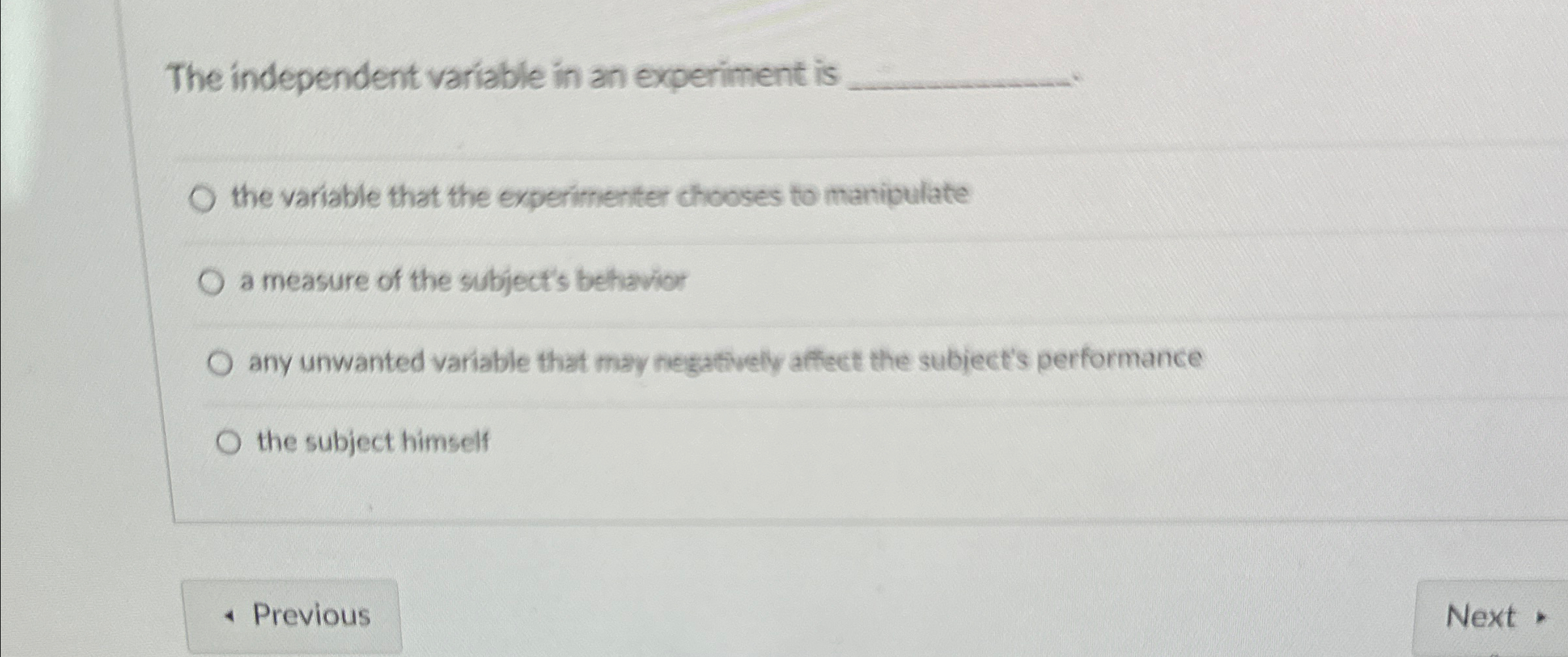 Solved The independent variable in an experiment is ﻿the | Chegg.com