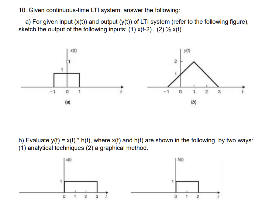 Given continuous-time LTI system, answer the | Chegg.com