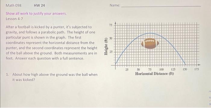 Solved Math 098. HW 24 Show all work to justify your | Chegg.com
