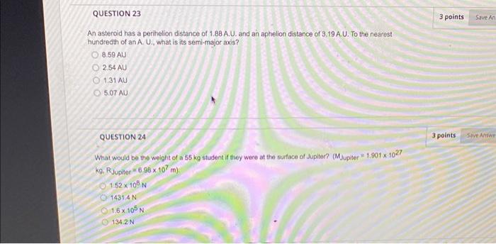 Solved An asteroid has a perihelion distance of 1.88 A.U. | Chegg.com