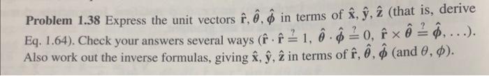 Solved express the unit vectors r, theta, phi in terms of | Chegg.com