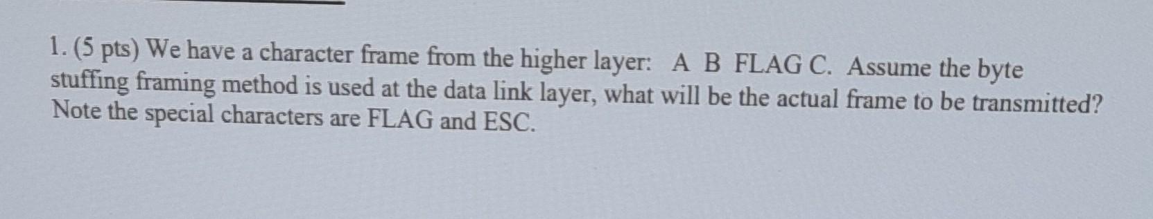 Solved 1. (5 pts) We have a character frame from the higher | Chegg.com