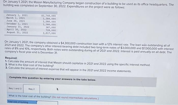 Solved Problem 10-9 (Algo) Interest capitalization; specific | Chegg.com