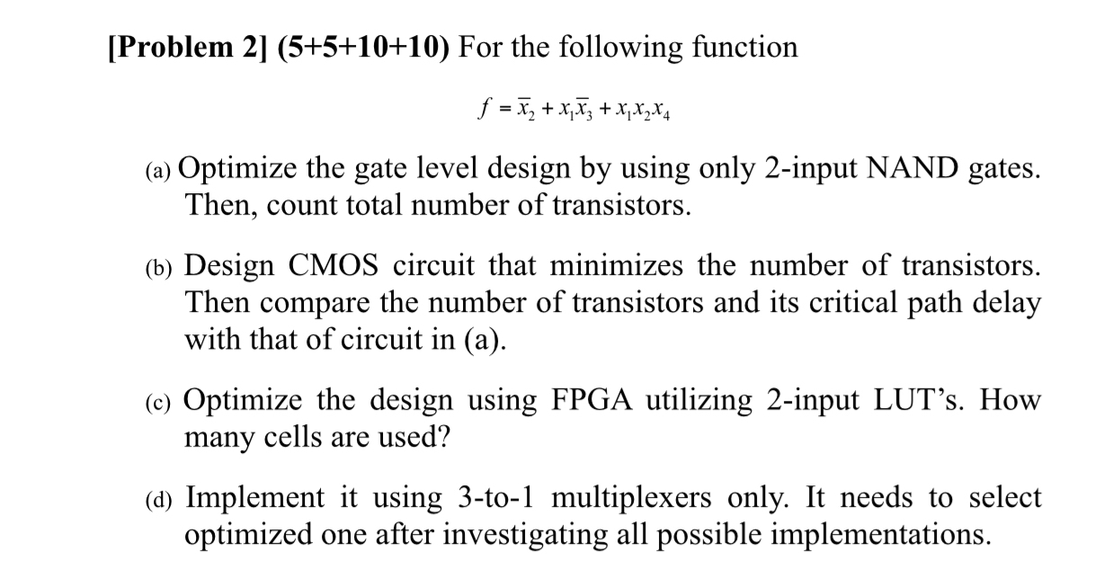 Solved [Problem 2] (5+5+10+10) ﻿For the following | Chegg.com