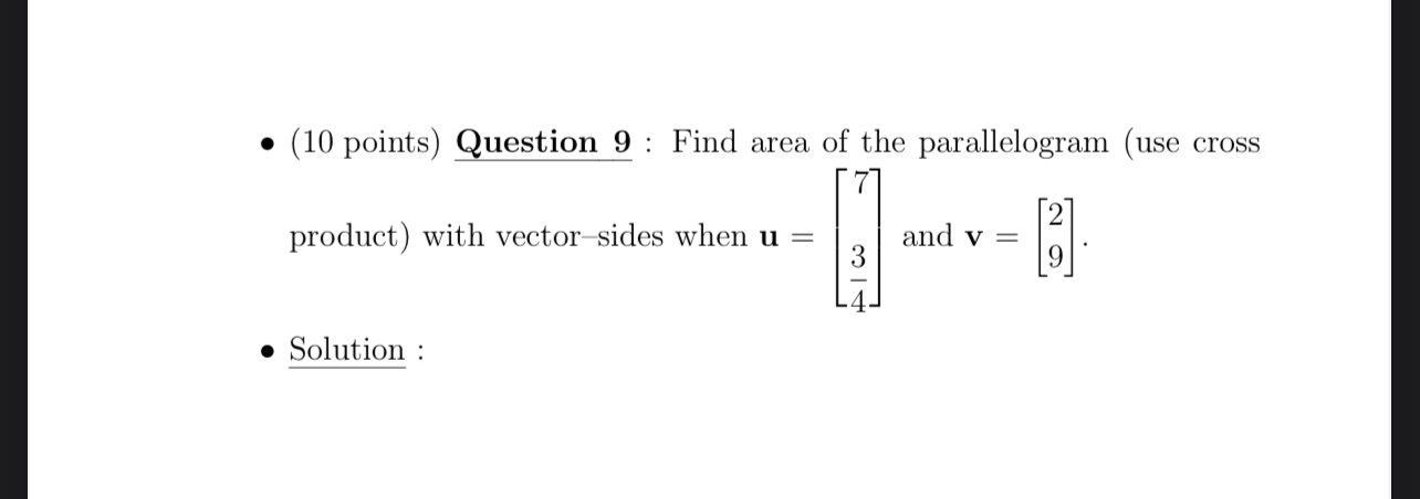 Solved (10 ﻿points) ﻿Question 9 ﻿: Find area of the | Chegg.com