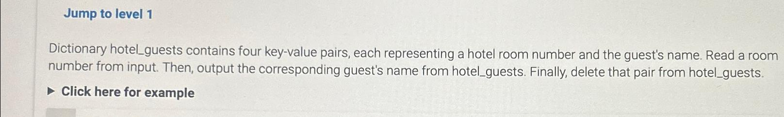 Solved Jump To Level 1dictionary Hotel Guests Contains Four